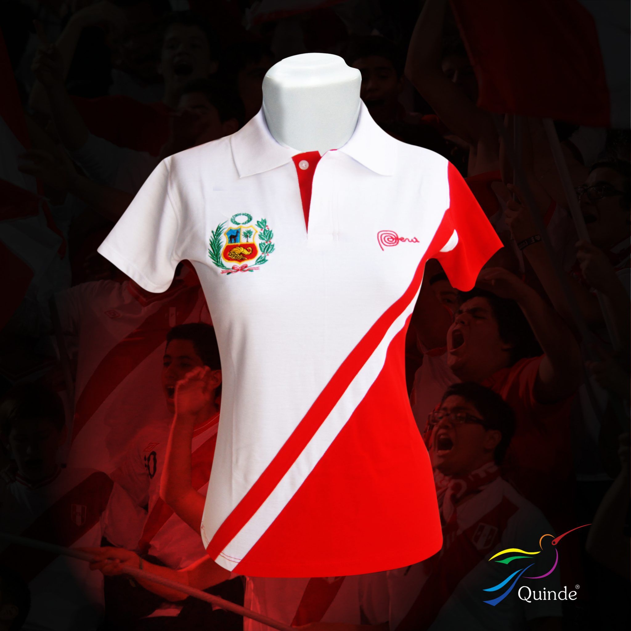 Polo camisero con el escudo Peruano y la marca Perú